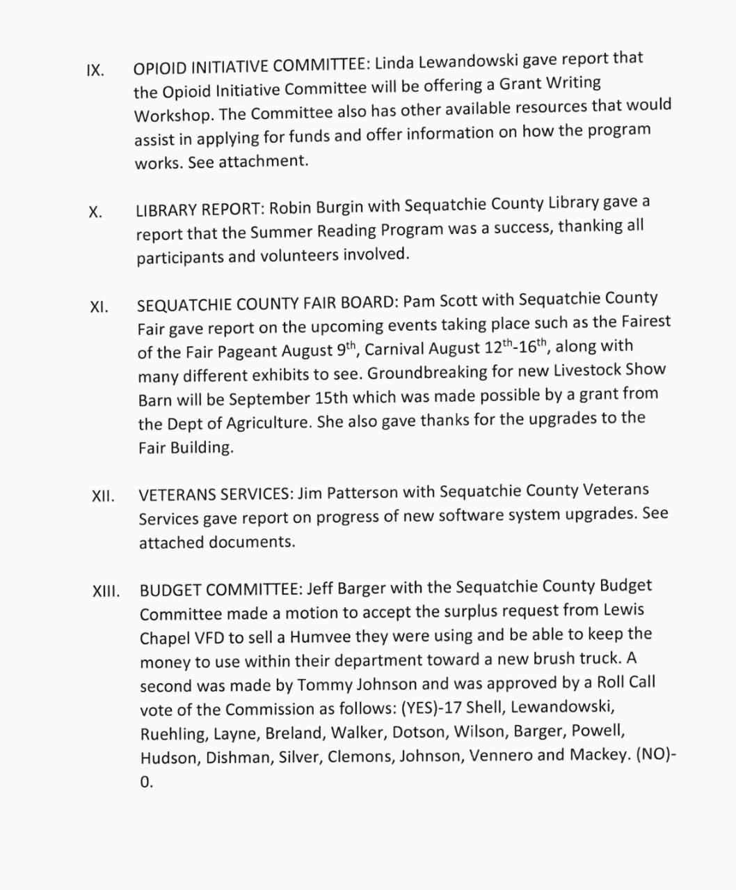 Sequatchie County Commission Meeting Minutes 07/21/25 : Sequatchie ...