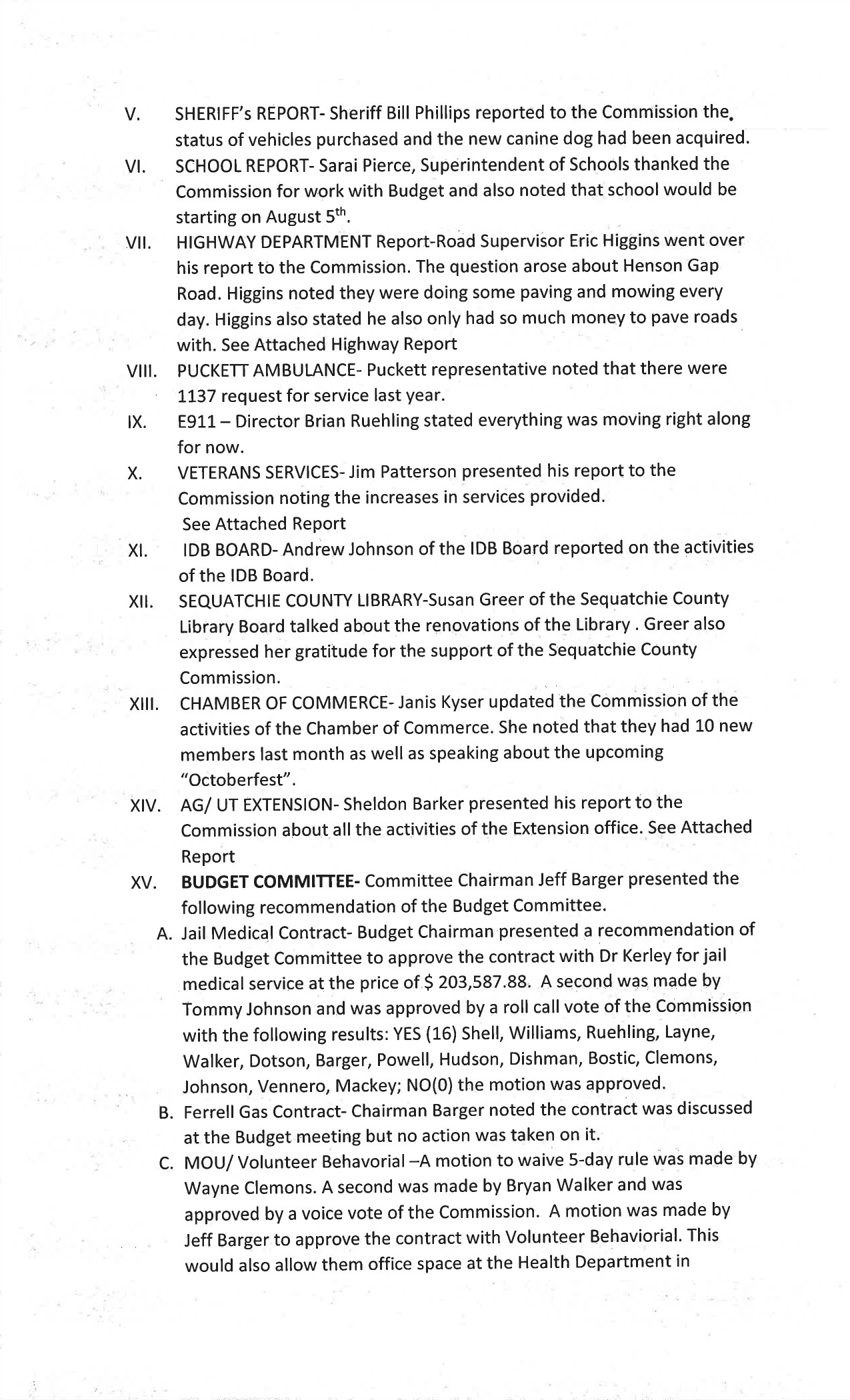 Sequatchie County Commission Minutes 07/15/24 : Sequatchie County ...