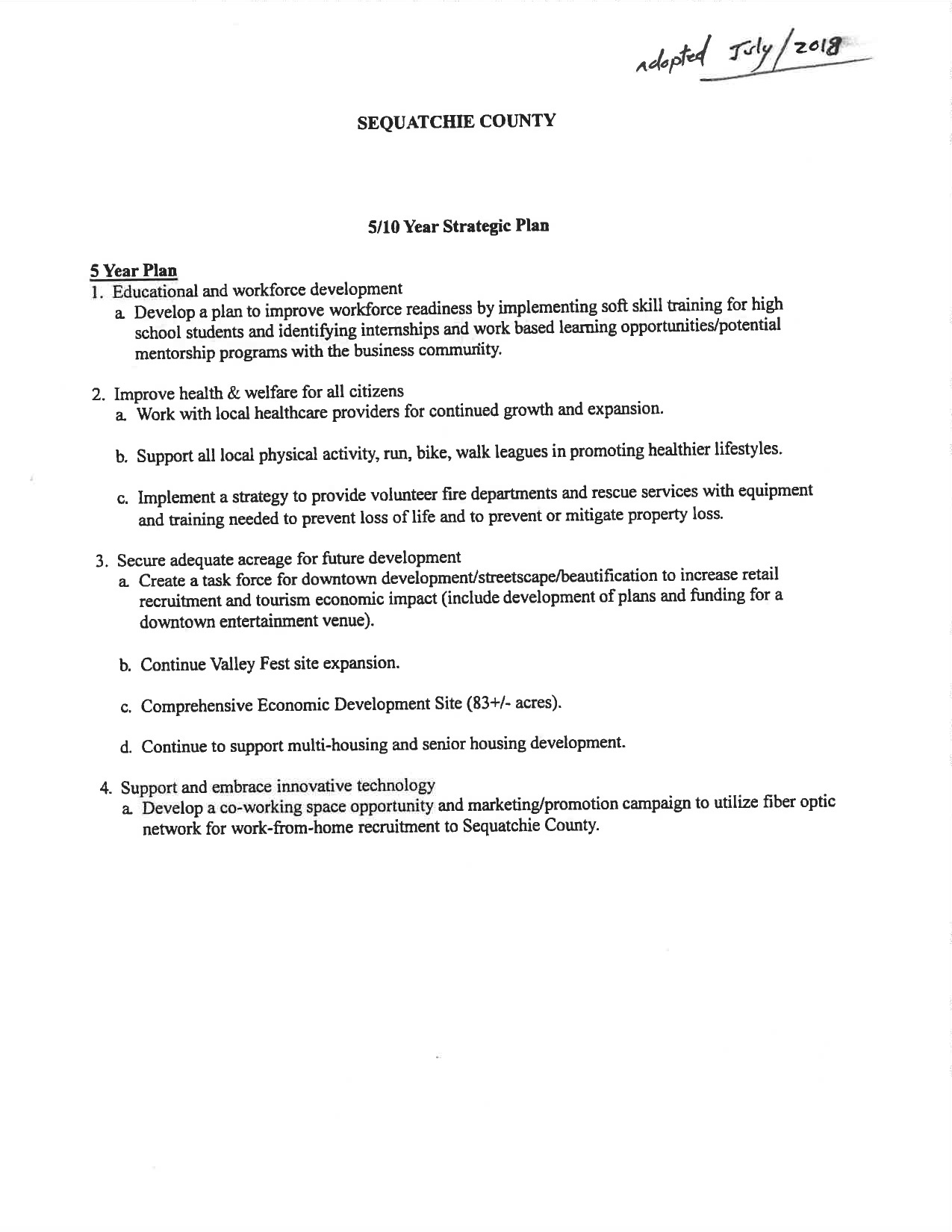 Sequatchie County 5/10 Year Capital Projects Strategic Plan ...